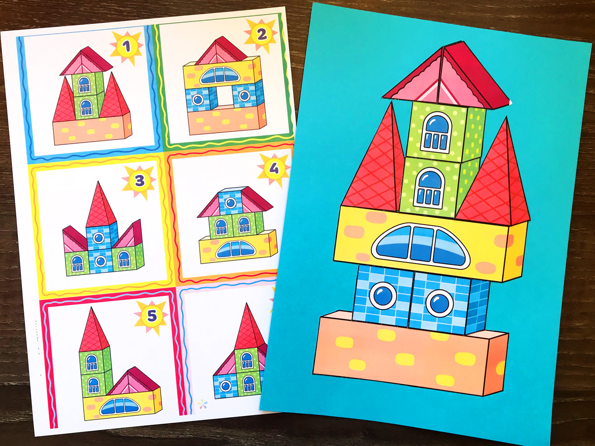 3D Shapes Printable Building Activity for Children. TeachersMag.com