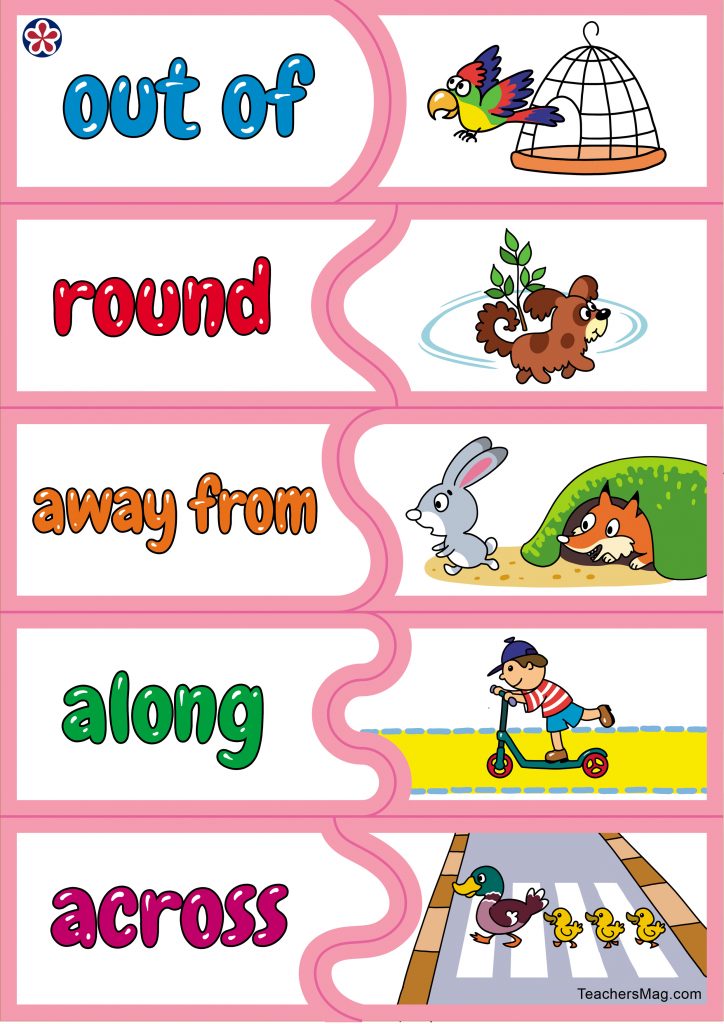 Prepositions of Movement Words Matching Activity. TeachersMag.com