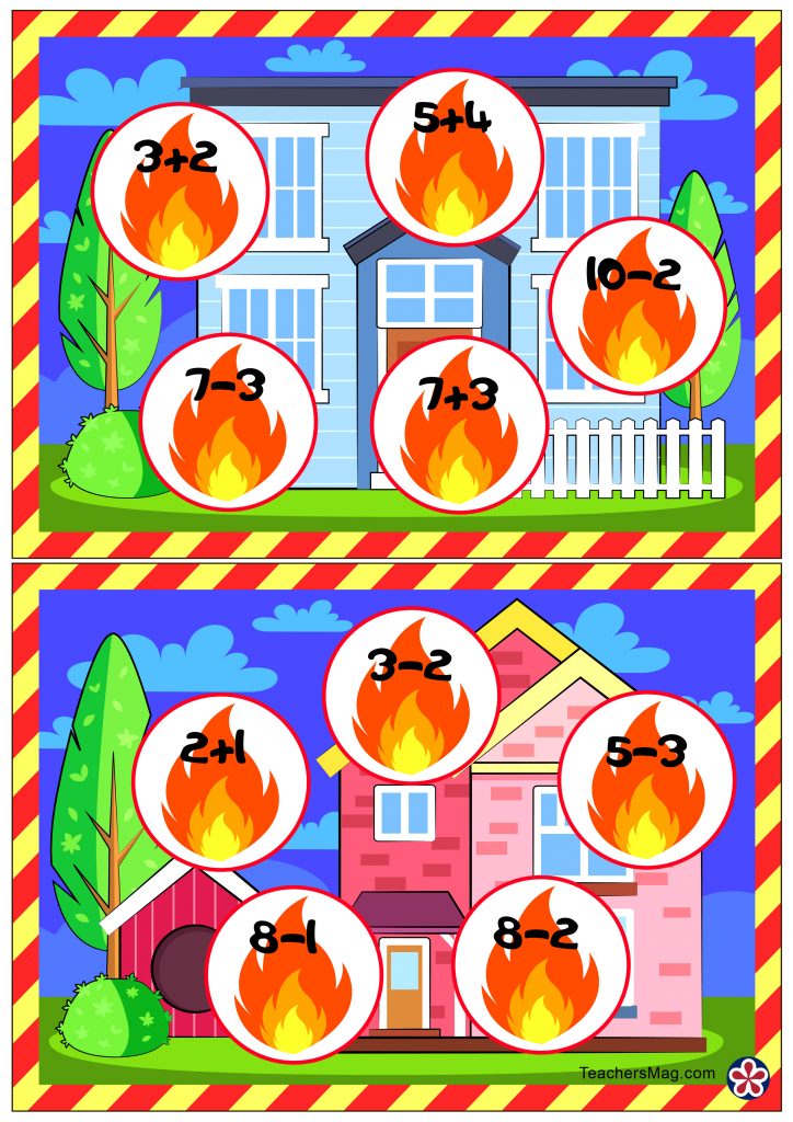 Fire Safety-Themed Math Matching Activity For Kids-2. TeachersMag.com