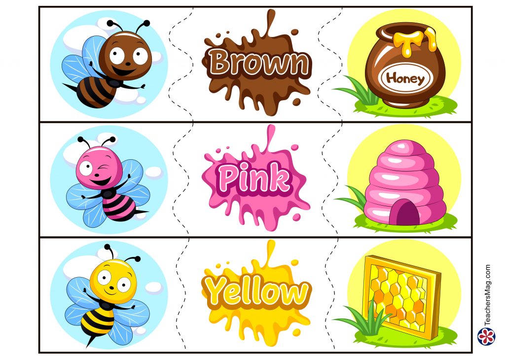 Colorful Bees Matching Activity-2. TeachersMag.com