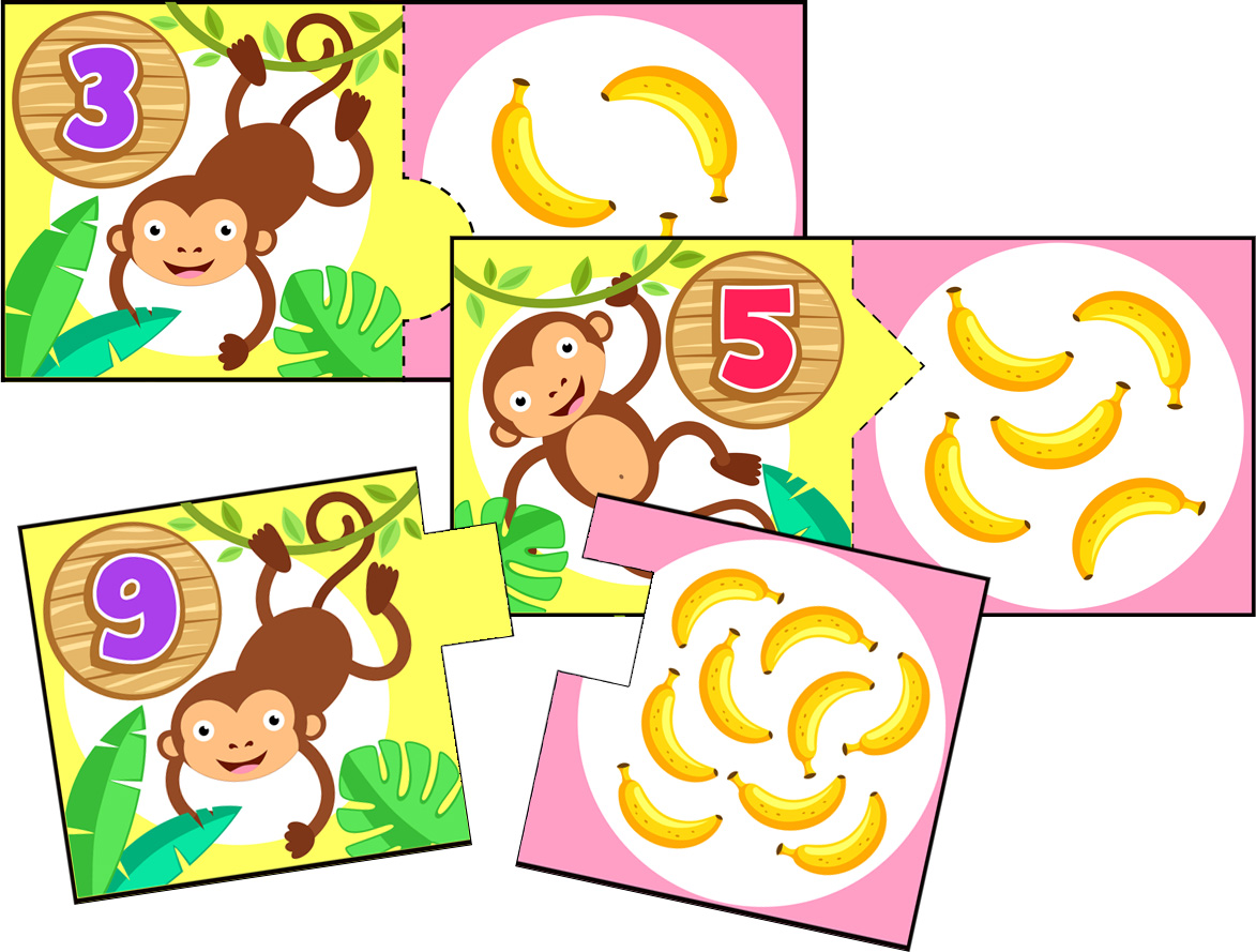 Monkey and Banana Number Matching Card Activity. TeachersMag.com